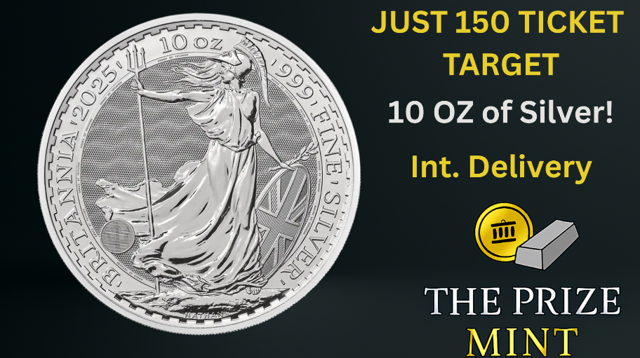 Enter Raffle to Win 10 oz Britannia Silver Coin - 150 Ticket Target ...